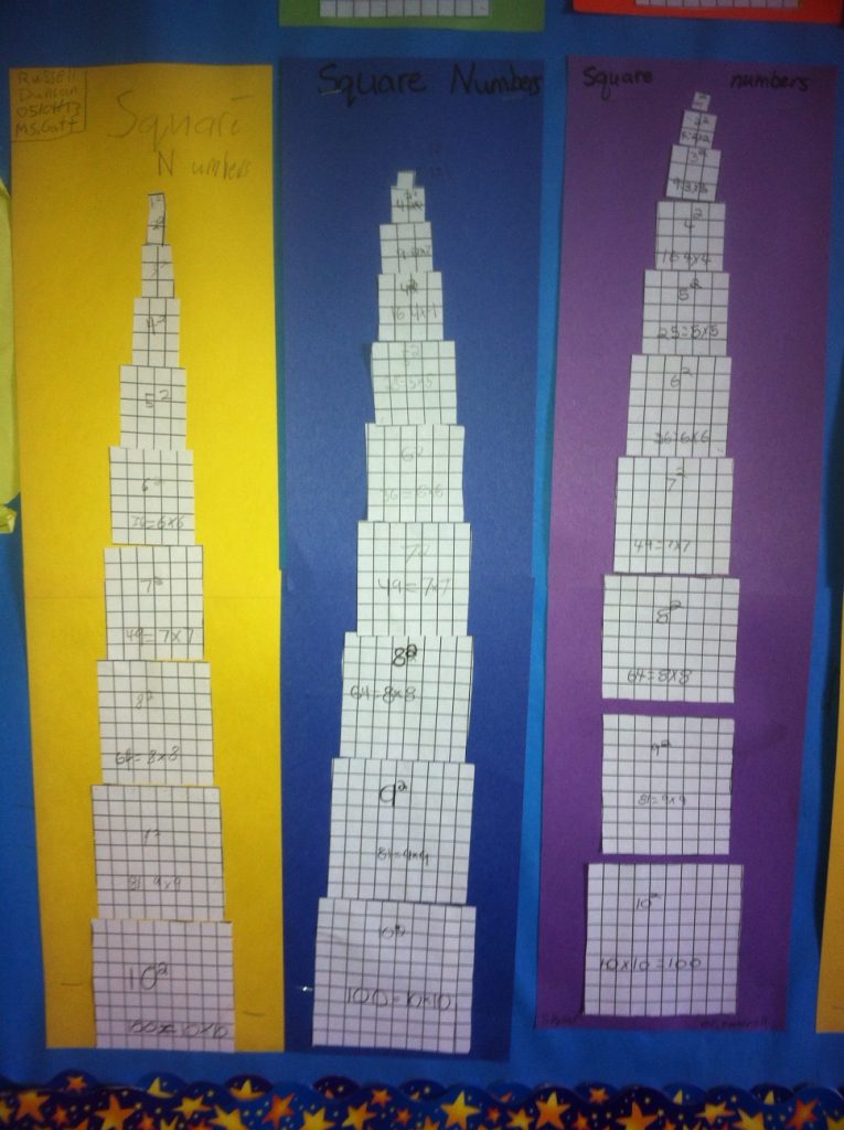 Math Bulletin Board: Square Number Towers – Carollee Norris